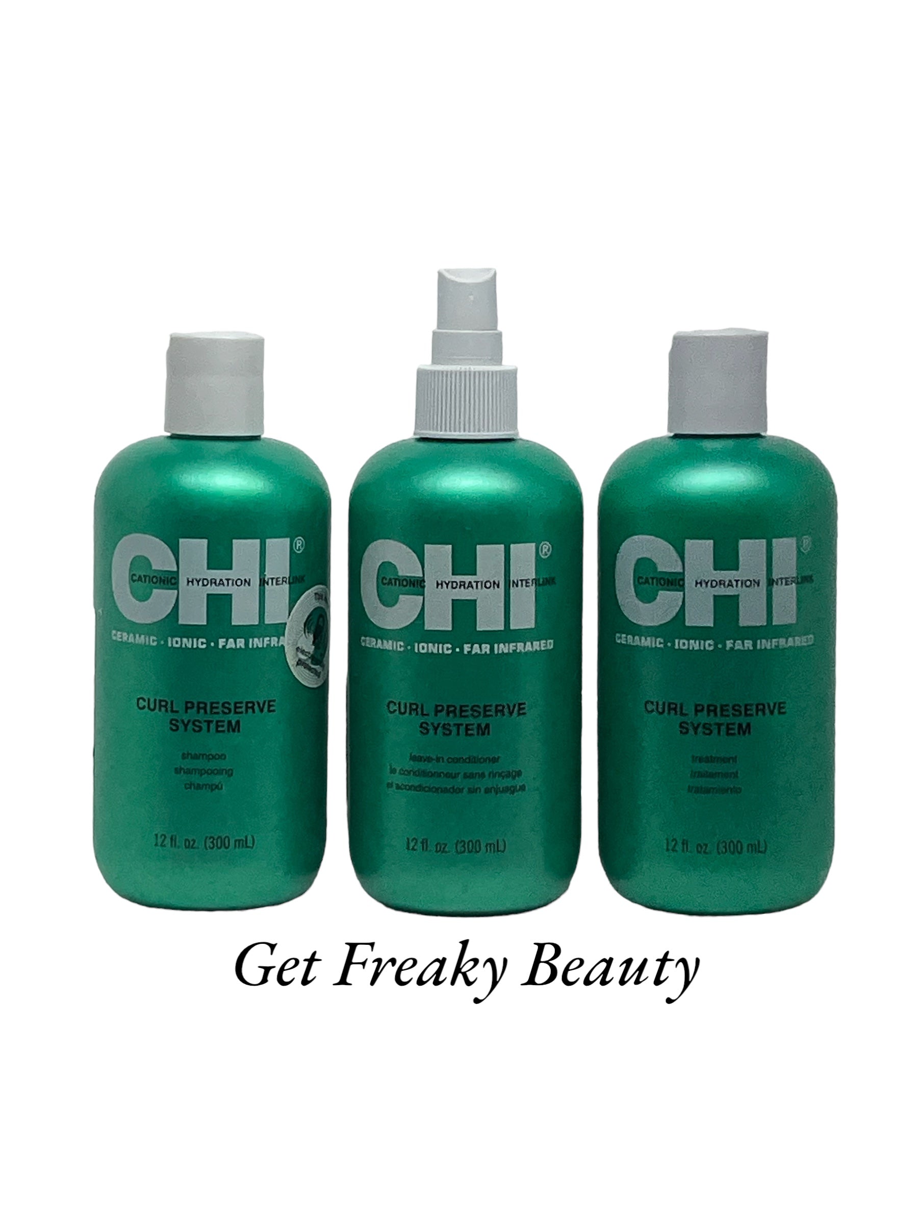 Chi Curl Preserve Shampoo, Treatment & Leave-In Conditioner Spray Trio
